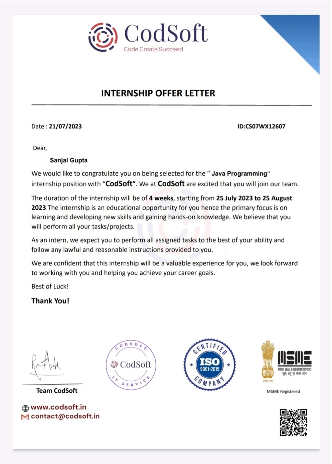 Sanjal Gupta on LinkedIn: #codsoft #javaprogramming #codsoft Sanjal Gupta on LinkedIn: #codsoft #javaprogramming #codsoft