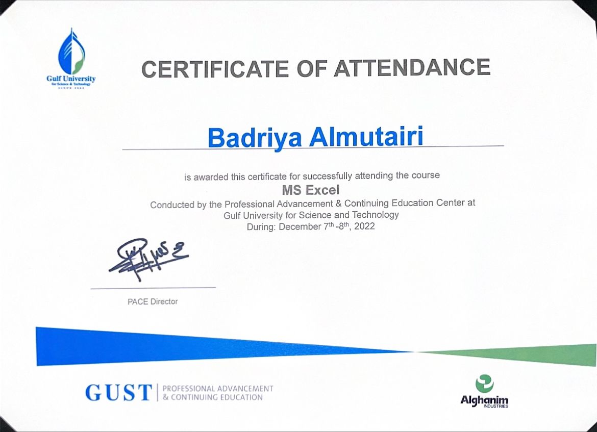 Badriya Almutairi on LinkedIn: I'm glad to share that I have received ... Badriya Almutairi on LinkedIn: I'm glad to share that I have received ...