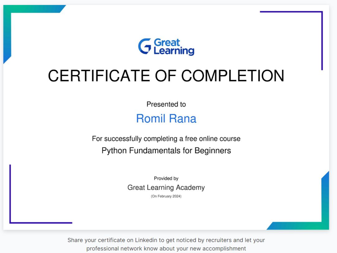 Romil Rana on LinkedIn: #python #pythonprogramming #greatlearningacademy Romil Rana on LinkedIn: #python #pythonprogramming #greatlearningacademy