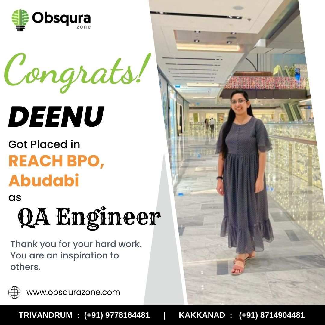 Obsqura Zone on LinkedIn: #placement #achievement #seleniumtesting # ... Obsqura Zone on LinkedIn: #placement #achievement #seleniumtesting # ...