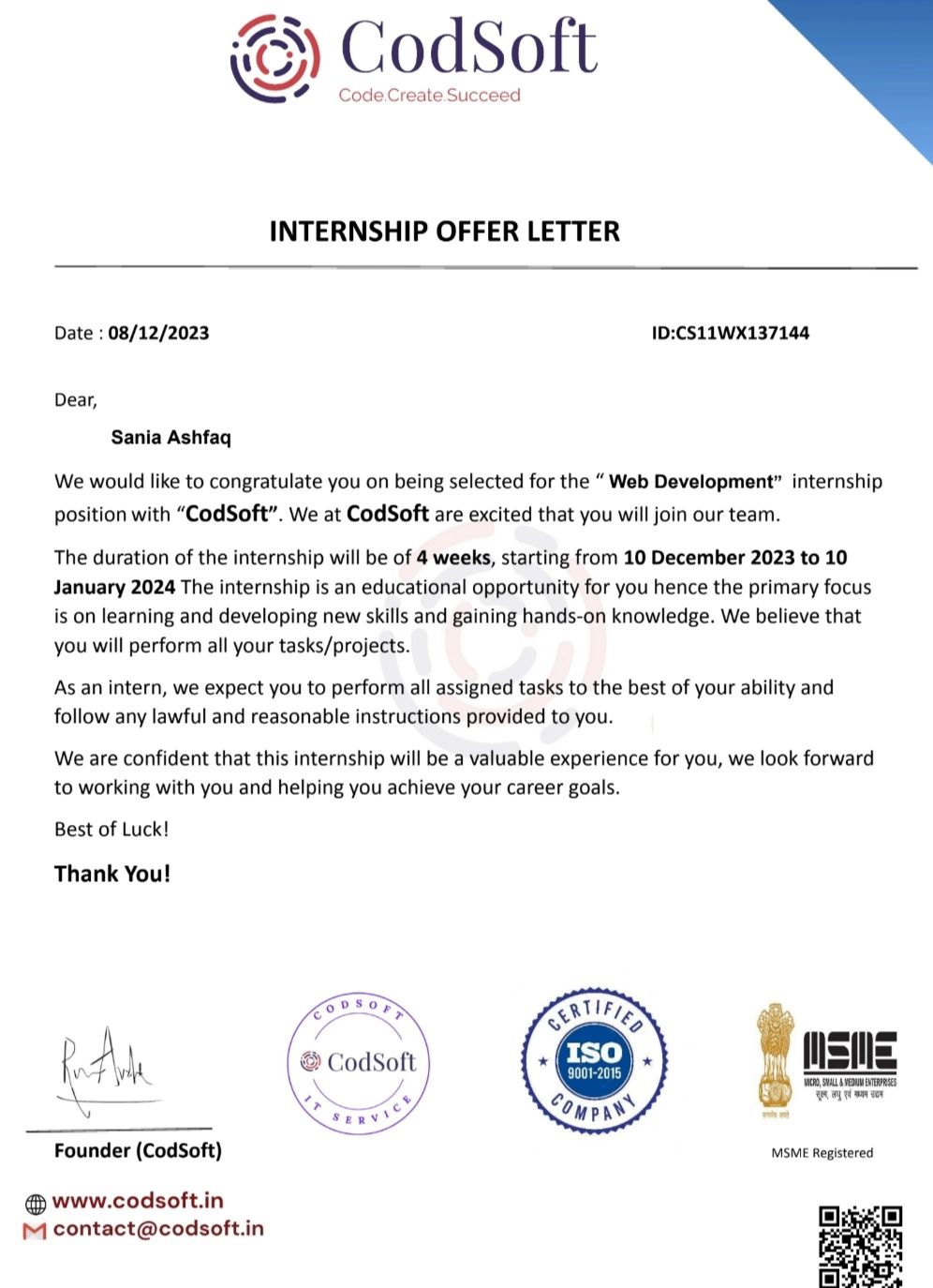 Sania Ashfaq on LinkedIn: #codesoft #internship #eebdevelopment Sania Ashfaq on LinkedIn: #codesoft #internship #eebdevelopment