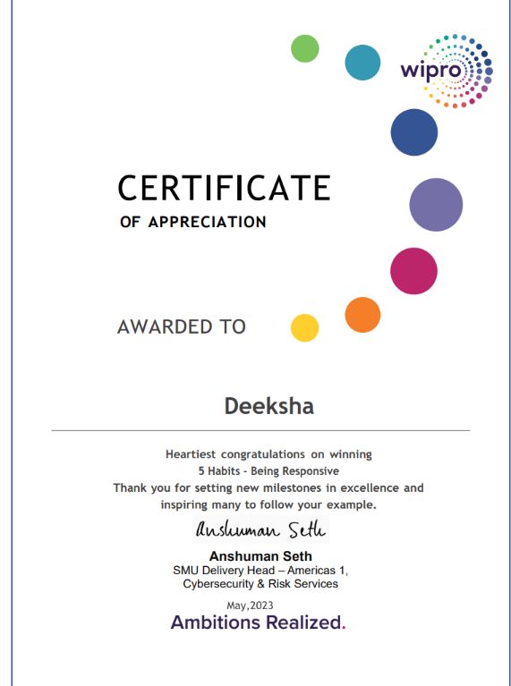 Deeksha K on LinkedIn: #wipro #wiproite Deeksha K on LinkedIn: #wipro #wiproite