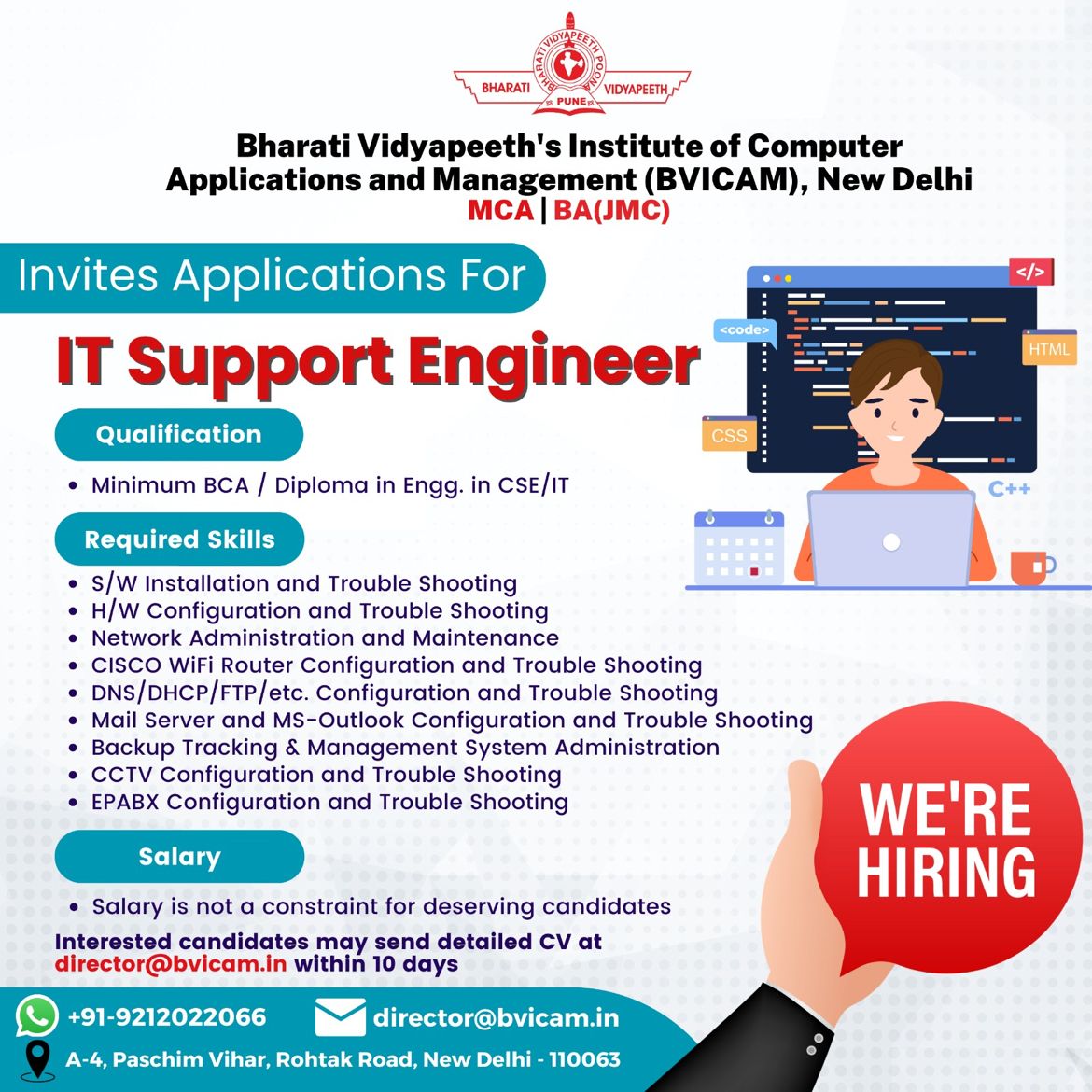 BVICAM (New Delhi) on LinkedIn: #hiring #it #cv #engineer #bvicam #bvcoe BVICAM (New Delhi) on LinkedIn: #hiring #it #cv #engineer #bvicam #bvcoe