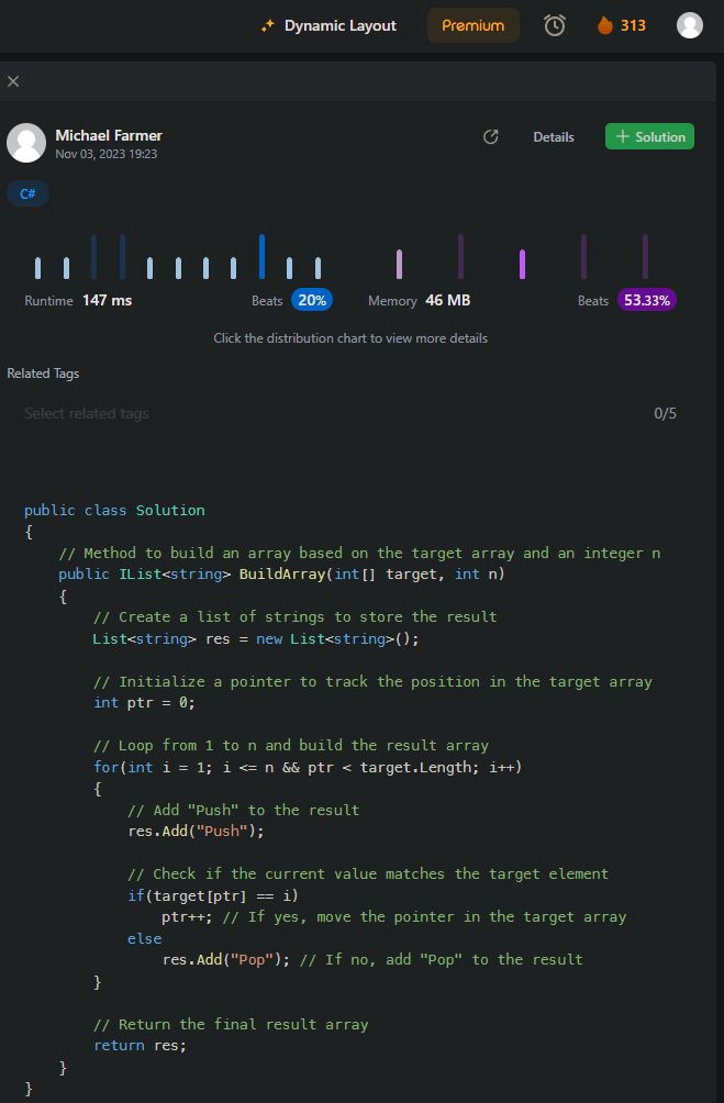 Michael Farmer on LinkedIn: Day 313 of Daily LeetCode | 1441. Build an ... Michael Farmer on LinkedIn: Day 313 of Daily LeetCode | 1441. Build an ...