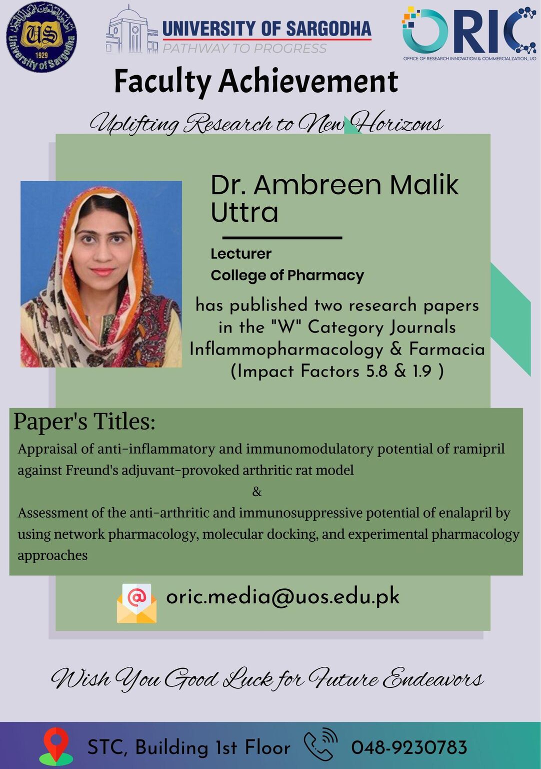 ORIC University of Sargodha on LinkedIn: #uosoric #uoscollegeofpharmacy ... ORIC University of Sargodha on LinkedIn: #uosoric #uoscollegeofpharmacy ...
