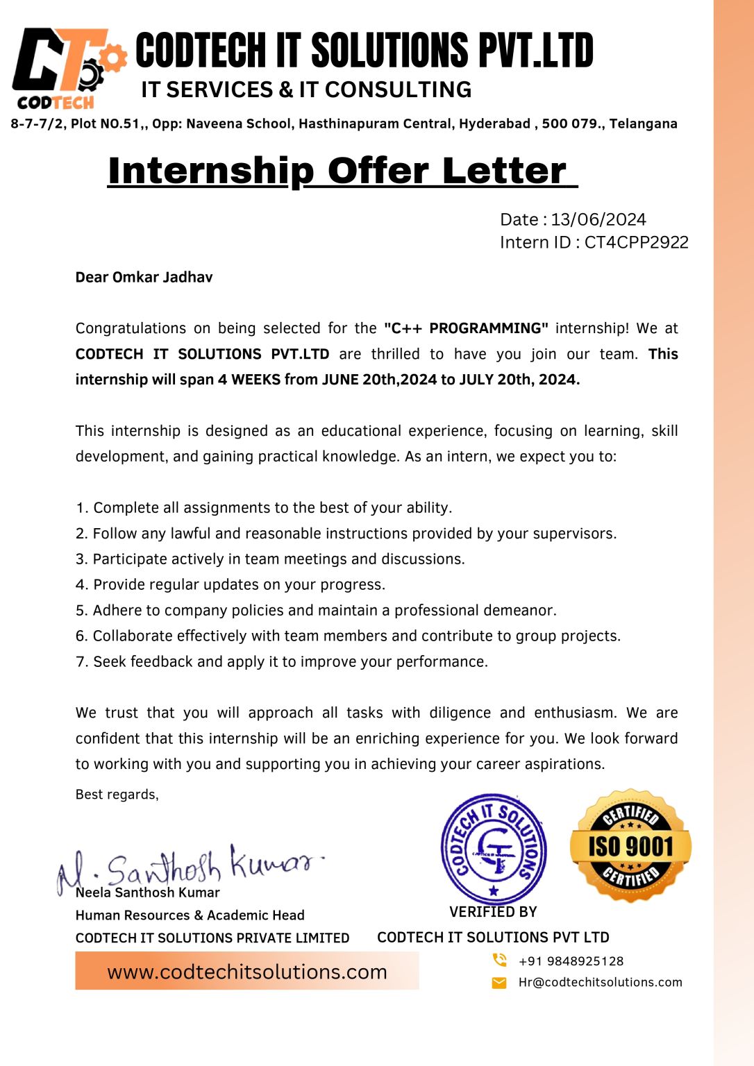 Omkar Jadhav on LinkedIn: #internship #codetech #cplusplus #programming ... Omkar Jadhav on LinkedIn: #internship #codetech #cplusplus #programming ...