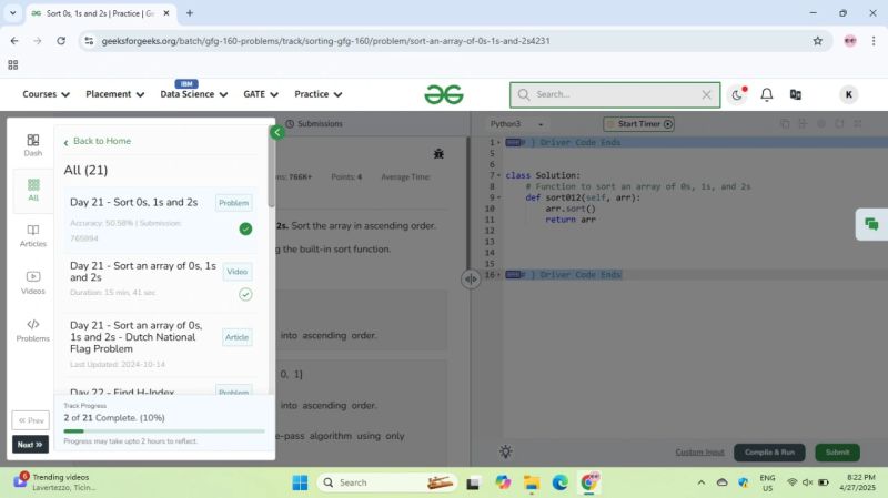 #gfg160 #dsa #arrayproblems #dutchnationalflag #codingchallenge ... #gfg160 #dsa #arrayproblems #dutchnationalflag #codingchallenge ...