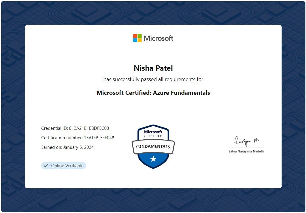 Nisha Patel on LinkedIn: #azurecloud #microsoftazure #cloudengineer Nisha Patel on LinkedIn: #azurecloud #microsoftazure #cloudengineer