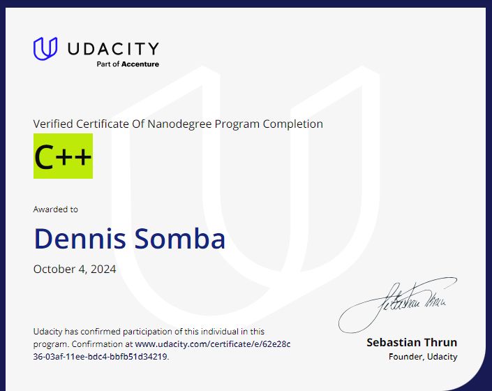Dennis Somba on LinkedIn: #cplusplus #udacity #programming #oop # ... Dennis Somba on LinkedIn: #cplusplus #udacity #programming #oop # ...