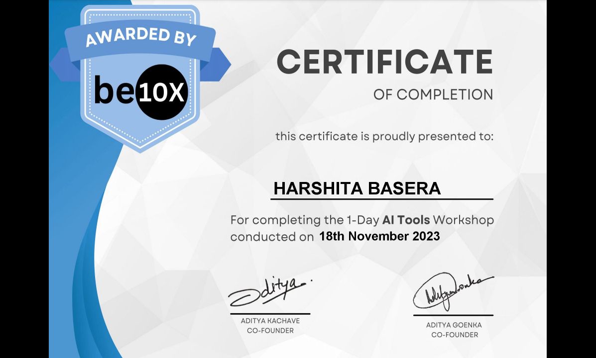 Harshita Basera on LinkedIn: #be10x #adityakachave #adityagoenka Harshita Basera on LinkedIn: #be10x #adityakachave #adityagoenka