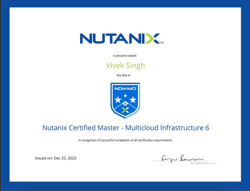 Vivek Singh on LinkedIn: View my verified achievement from Nutanix Vivek Singh on LinkedIn: View my verified achievement from Nutanix