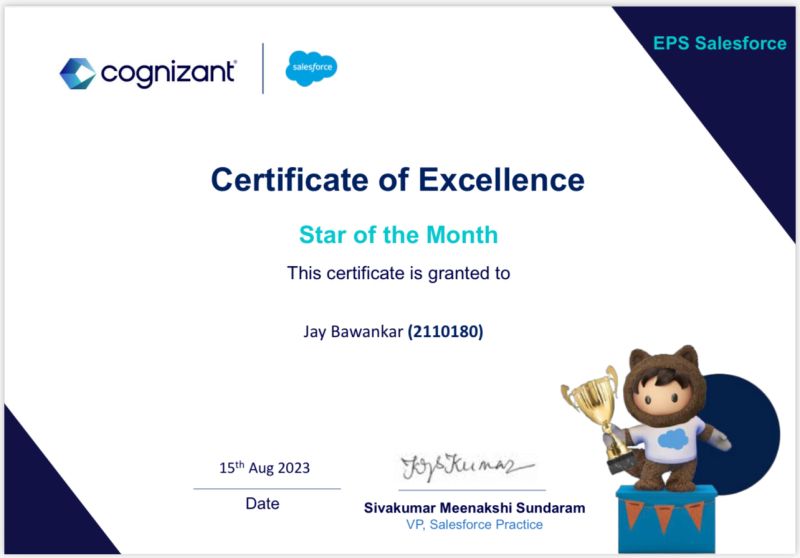 Jay Bawankar on LinkedIn: #cognizant #connections #starofthemonth #award Jay Bawankar on LinkedIn: #cognizant #connections #starofthemonth #award