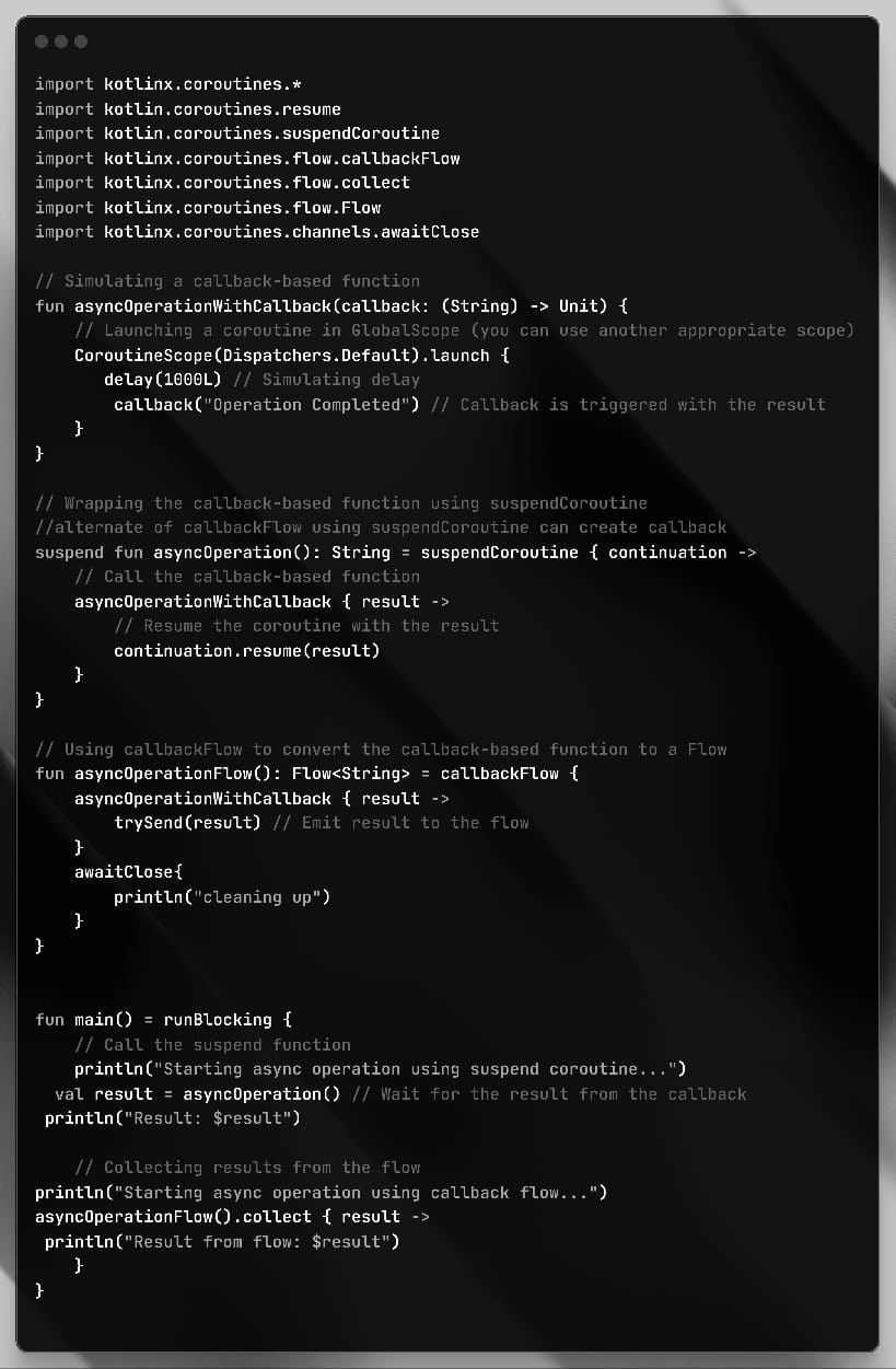 Banti Rajak on LinkedIn: Kotlin Coroutines & Converting Callbacks to ... Banti Rajak on LinkedIn: Kotlin Coroutines & Converting Callbacks to ...