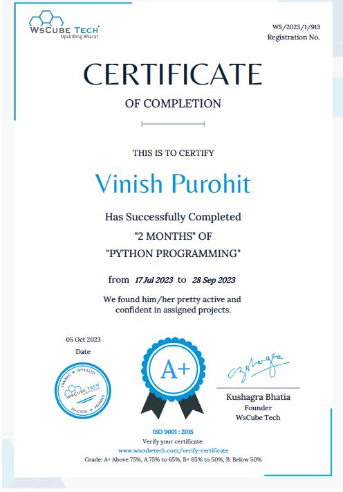 Vinish Purohit on LinkedIn: #successfully #pythonprogramming # ... Vinish Purohit on LinkedIn: #successfully #pythonprogramming # ...