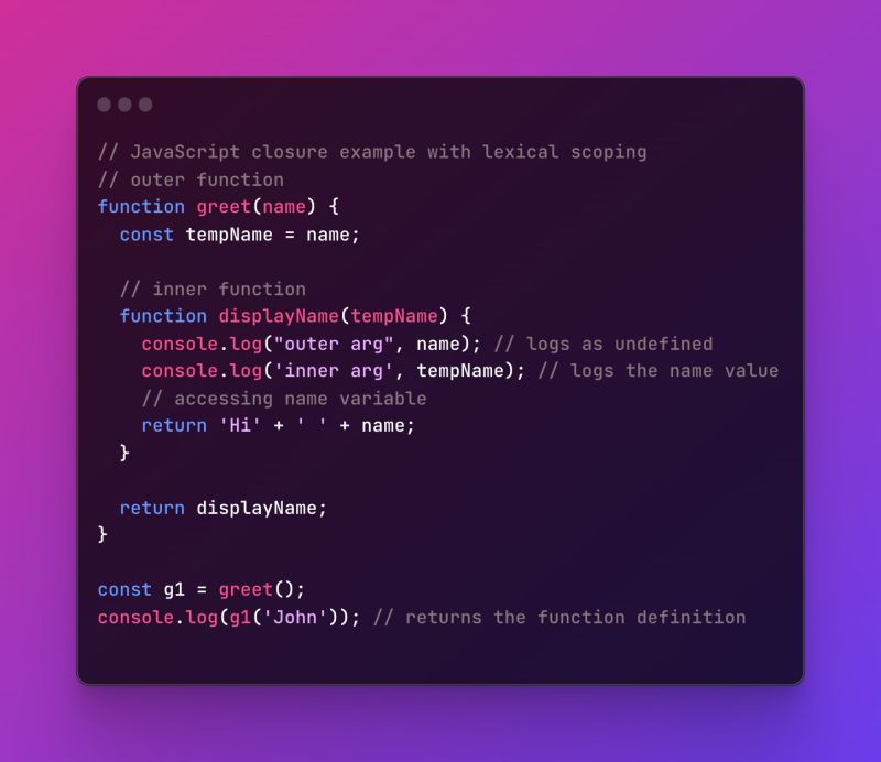 JavaScript closure example with lexical scoping | Prabhat Tambe posted ... JavaScript closure example with lexical scoping | Prabhat Tambe posted ...