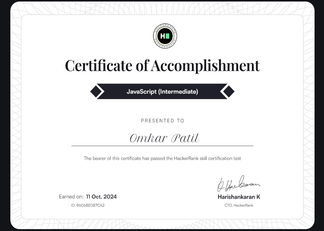 Omkar Patil on LinkedIn: #javascript #hackerrank #codinglife # ... Omkar Patil on LinkedIn: #javascript #hackerrank #codinglife # ...