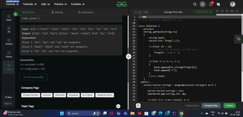 #gfg160 #codingchallenge #dsa #problemsolving #hashing #anagrams ... #gfg160 #codingchallenge #dsa #problemsolving #hashing #anagrams ...