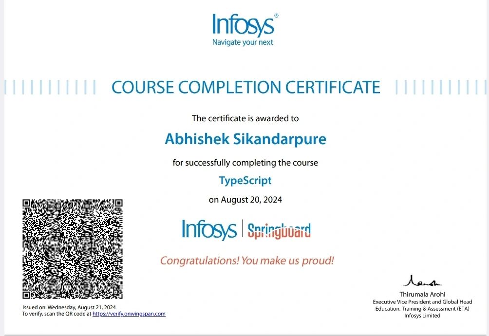 Abhishek sikanderpure on LinkedIn: #typescript #infosys_springboard # ... Abhishek sikanderpure on LinkedIn: #typescript #infosys_springboard # ...