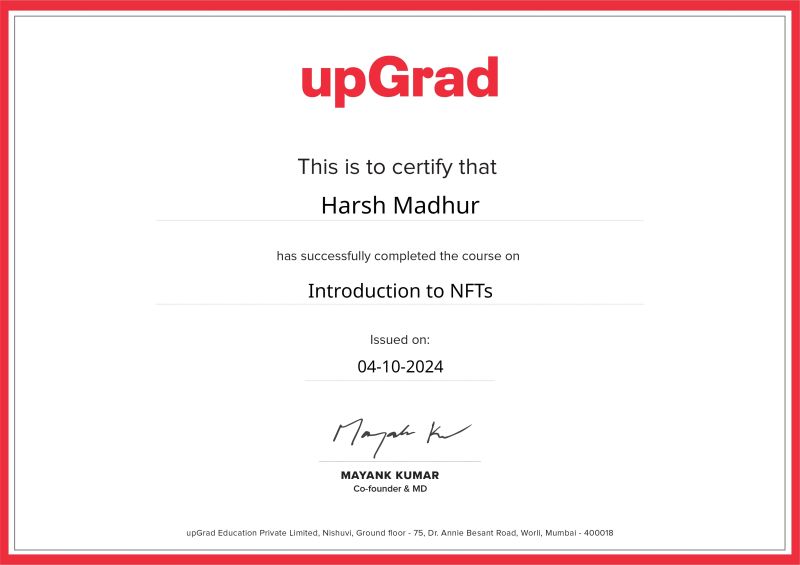 Harsh Madhur on LinkedIn: Introduction Of NFTs upGrad Harsh Madhur on LinkedIn: Introduction Of NFTs upGrad