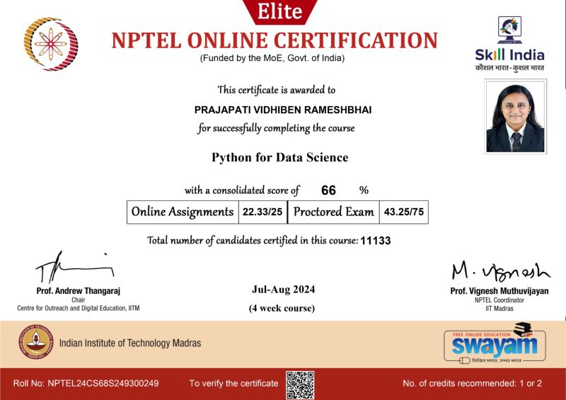 Vidhi Prajapati on LinkedIn: #nptel #python #datascience # ... Vidhi Prajapati on LinkedIn: #nptel #python #datascience # ...