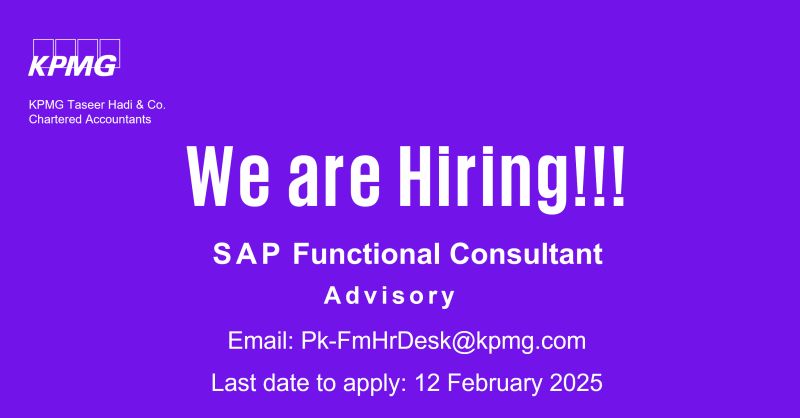 KPMG In Pakistan on LinkedIn: #kpmginpakistan #sapconsultant #sap # ... KPMG In Pakistan on LinkedIn: #kpmginpakistan #sapconsultant #sap # ...