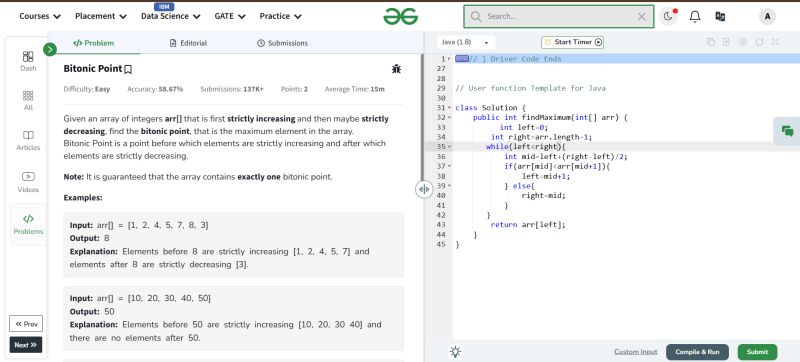 #dsa #day27 #geeksforgeeks #bitonicarray #arraypractice #codingpractice ... #dsa #day27 #geeksforgeeks #bitonicarray #arraypractice #codingpractice ...