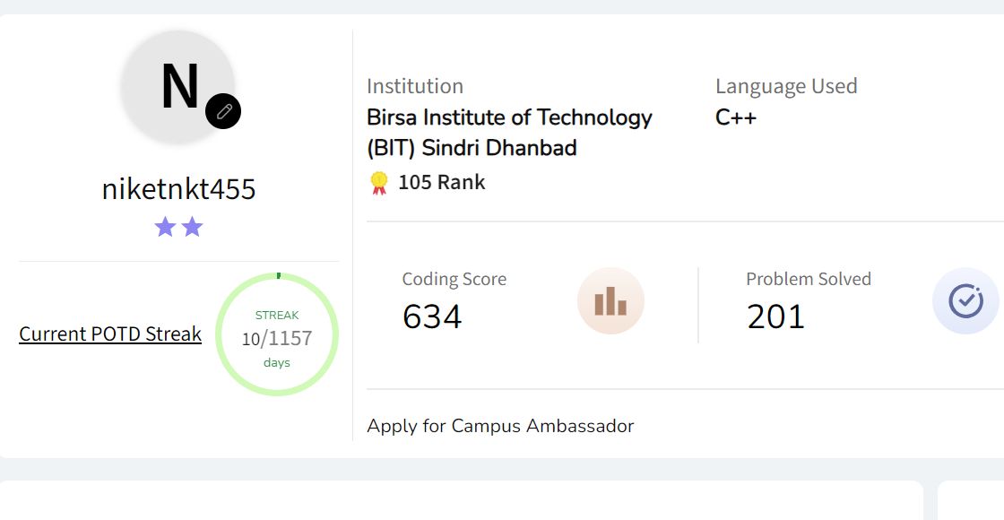 Niket Verma on LinkedIn: #dsa #geeksforgeeks #problemsolving # ... Niket Verma on LinkedIn: #dsa #geeksforgeeks #problemsolving # ...