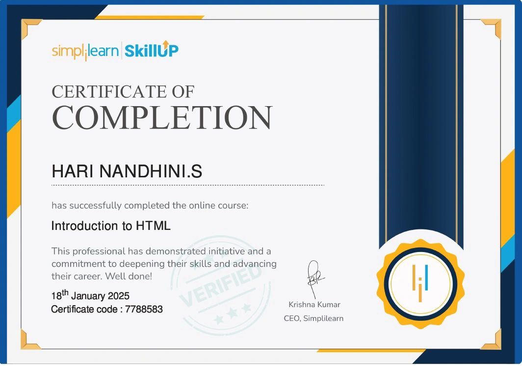 #simplilearn #html #skillup | Hari Nandhini. S #simplilearn #html #skillup | Hari Nandhini. S