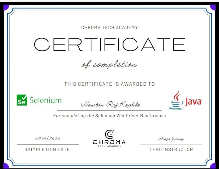 Newton Raj kaphle on LinkedIn: Yes Finally became selenium Web driver ... Newton Raj kaphle on LinkedIn: Yes Finally became selenium Web driver ...