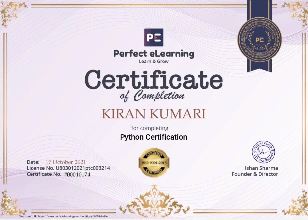 Kiran Kumari on LinkedIn: #pythoncertification #pythonprogramming # ... Kiran Kumari on LinkedIn: #pythoncertification #pythonprogramming # ...
