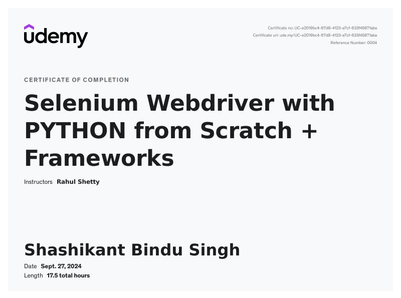 SHASHIKANT SINGH on LinkedIn: #pythonautomation #seleniumwebdriver # ... SHASHIKANT SINGH on LinkedIn: #pythonautomation #seleniumwebdriver # ...