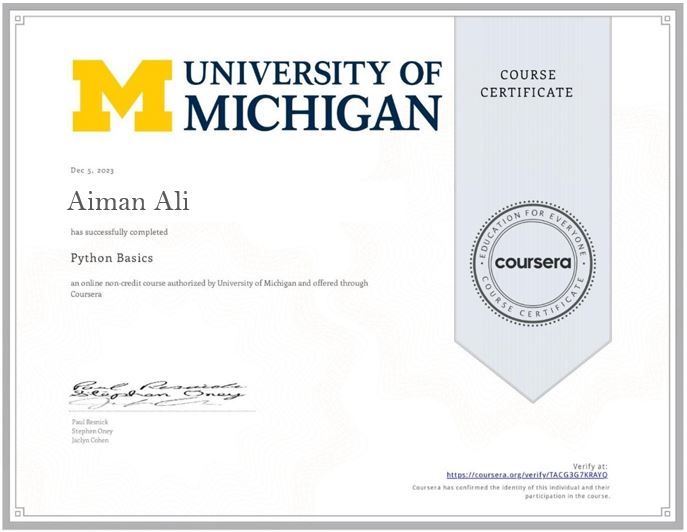 Syeda Aiman Ali on LinkedIn: #learningjourney #certification Syeda Aiman Ali on LinkedIn: #learningjourney #certification