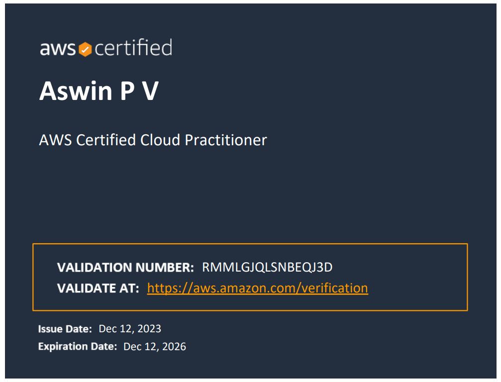 Aswin PV on LinkedIn: #awscloudpractitioner #cloudcomputing # ... Aswin PV on LinkedIn: #awscloudpractitioner #cloudcomputing # ...