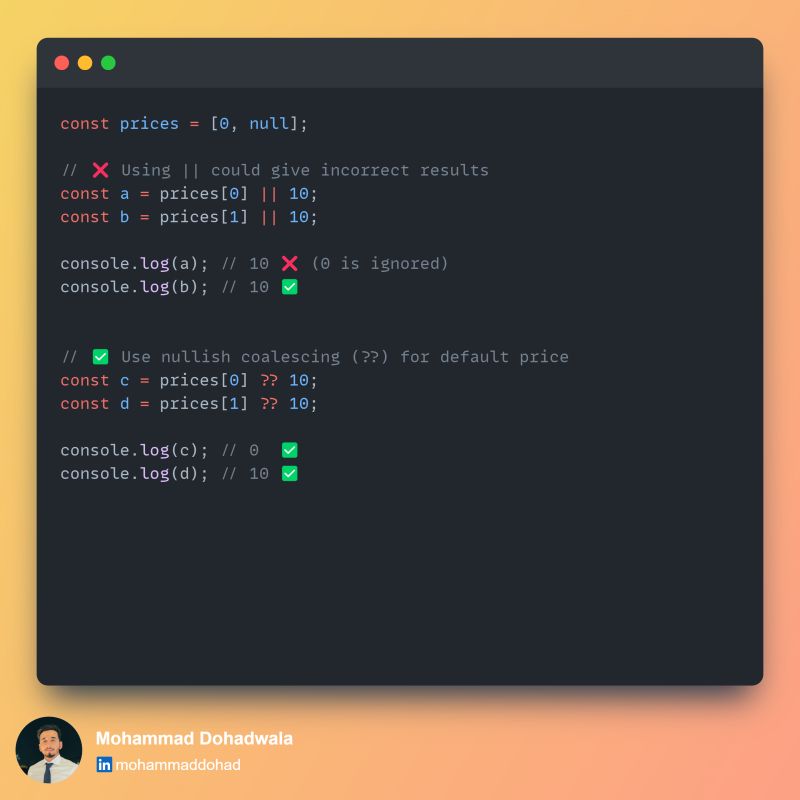 Mohammad D. on LinkedIn: #javascript #webdevelopment #programmingtips # ... Mohammad D. on LinkedIn: #javascript #webdevelopment #programmingtips # ...