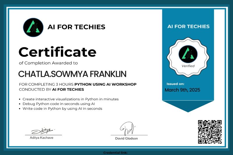 #python #ai #aifortechies #workshop | Sowmya Franklin #python #ai #aifortechies #workshop | Sowmya Franklin