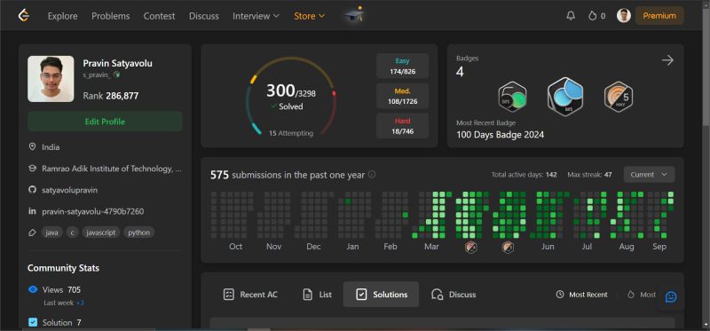 Pravin Satyavolu on LinkedIn: š Milestone Unlocked: 300 Leetcode ... Pravin Satyavolu on LinkedIn: š Milestone Unlocked: 300 Leetcode ...