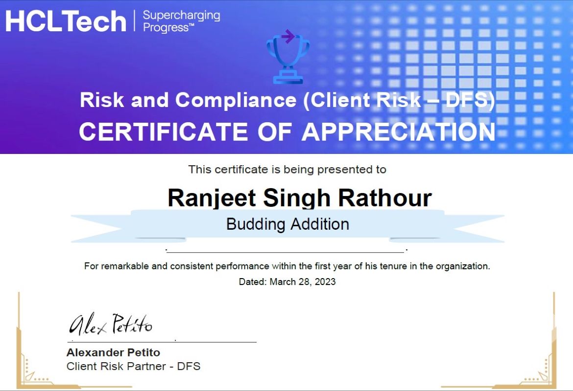 Ranjeet Singh Rathour on LinkedIn: #hcltech #thankyou #team #gratitude ... Ranjeet Singh Rathour on LinkedIn: #hcltech #thankyou #team #gratitude ...