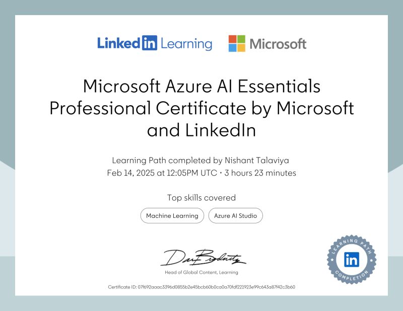 Certificate of Completion | Nishant Talaviya Certificate of Completion | Nishant Talaviya