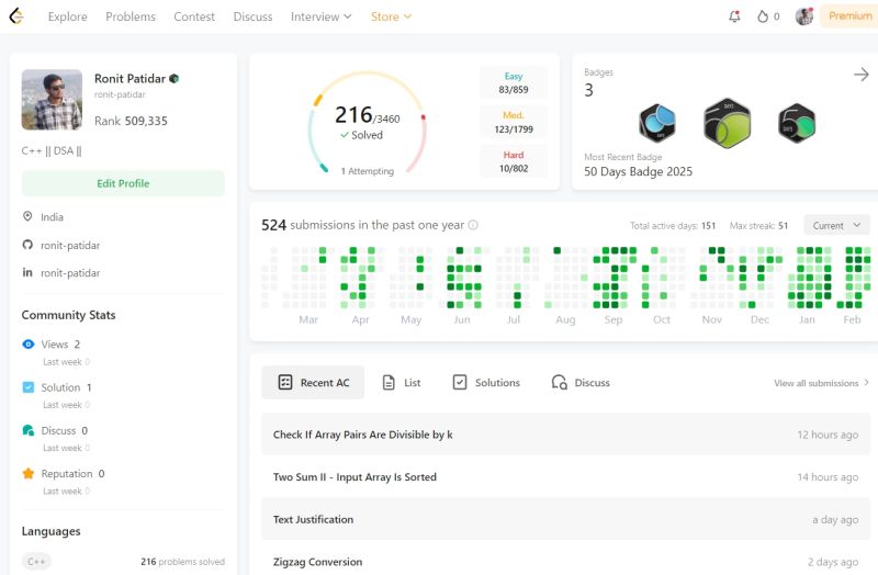 #leetcode #dsa #coding #problemsolving #50daysstreak #consistency ... #leetcode #dsa #coding #problemsolving #50daysstreak #consistency ...