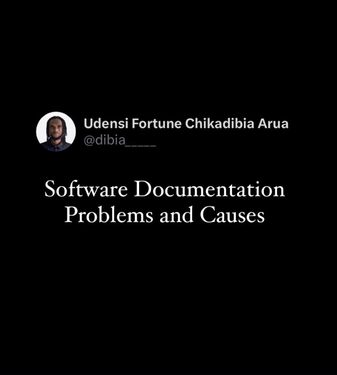 Software Documentation Problems and Causes | Udensi Fortune Arua posted ... Software Documentation Problems and Causes | Udensi Fortune Arua posted ...
