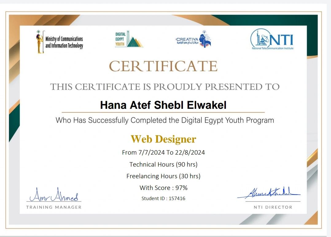 🌟 Excited to Share My Achievement! | Hana Elwakel 🌟 Excited to Share My Achievement! | Hana Elwakel
