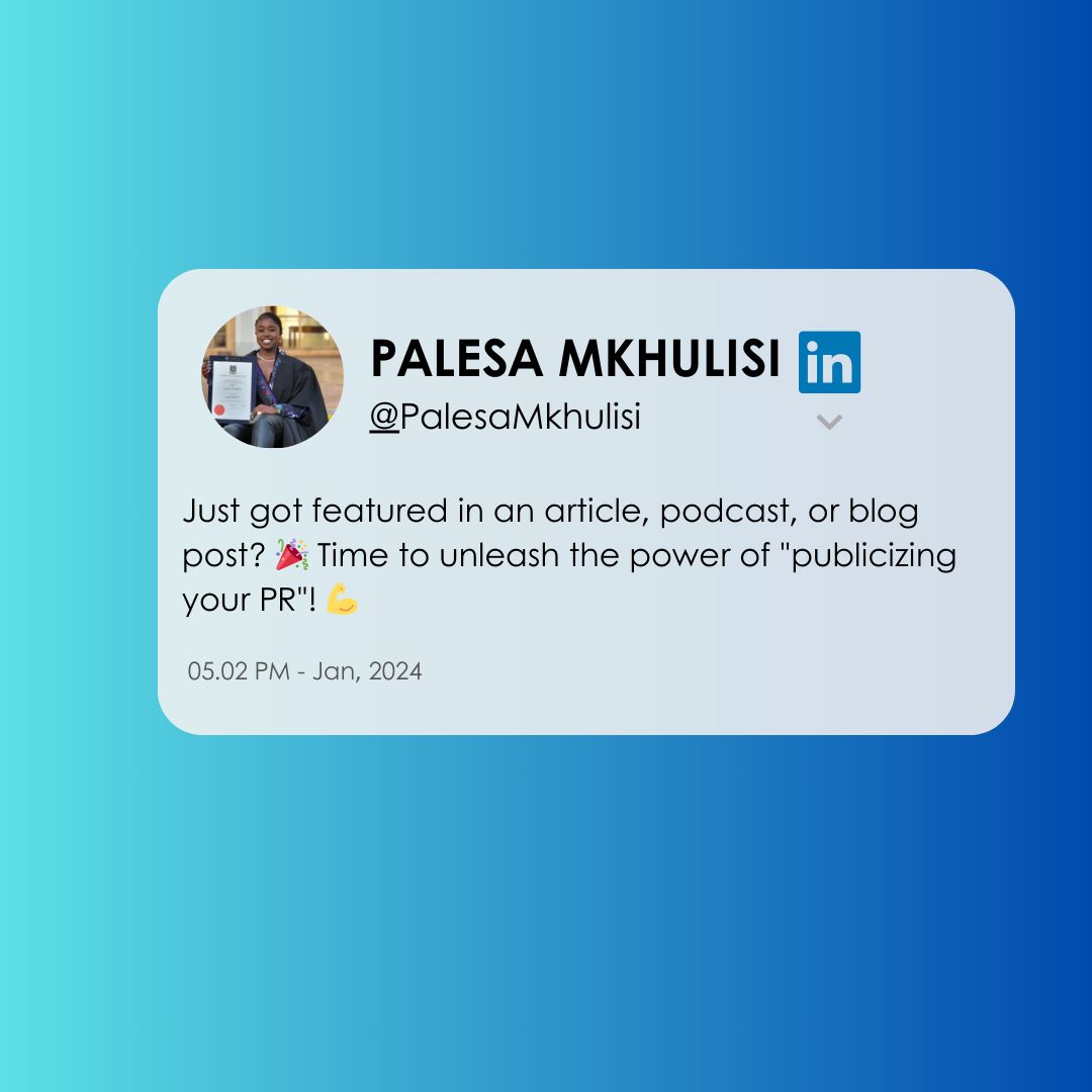 Palesa Mkhulisi on LinkedIn: #prpower #mediamagnet #gratitudeboost Palesa Mkhulisi on LinkedIn: #prpower #mediamagnet #gratitudeboost