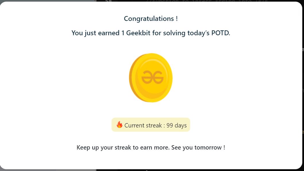 Day 99 of #100DaysOfCode: Nailing GeeksforGeeks Problem | Ganesh Shete ... Day 99 of #100DaysOfCode: Nailing GeeksforGeeks Problem | Ganesh Shete ...