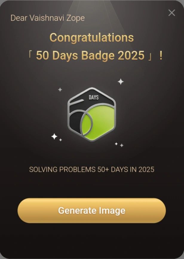 #leetcode #consistency #codingjourney #learning #growing | Vaishnavi Zope #leetcode #consistency #codingjourney #learning #growing | Vaishnavi Zope