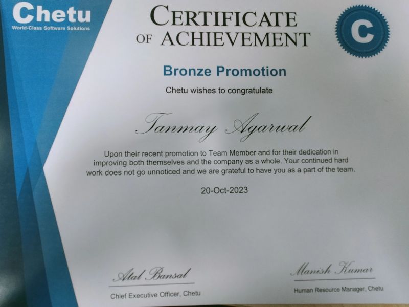 Tanmay Agarwal on LinkedIn: #promotion #chetu #careermove #technology # ... Tanmay Agarwal on LinkedIn: #promotion #chetu #careermove #technology # ...