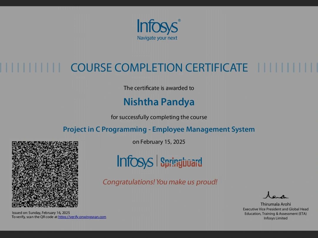 NISHTHA PANDYA on LinkedIn: #infosysspringboard #java #cplusplus # ... NISHTHA PANDYA on LinkedIn: #infosysspringboard #java #cplusplus # ...