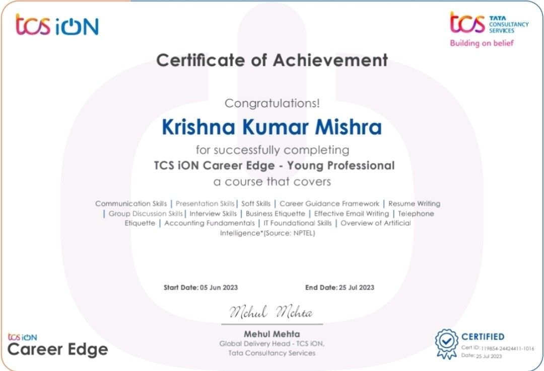 #tcsion #tcsioncareeredge | Krishna Kumar Mishra #tcsion #tcsioncareeredge | Krishna Kumar Mishra