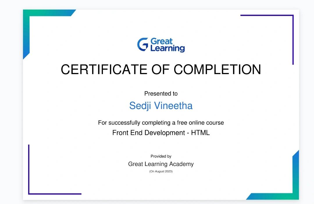 Front End Development-html | Sedji Vineetha Front End Development-html | Sedji Vineetha