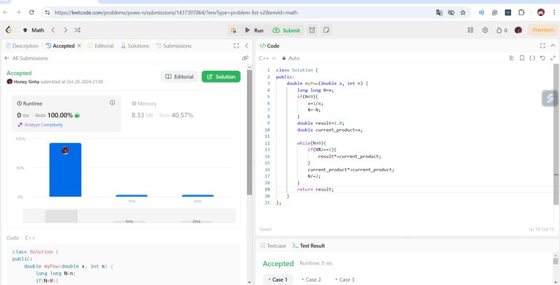 Honey Sinha on LinkedIn: #100daysofcode #dsa #exponentiation # ... Honey Sinha on LinkedIn: #100daysofcode #dsa #exponentiation # ...