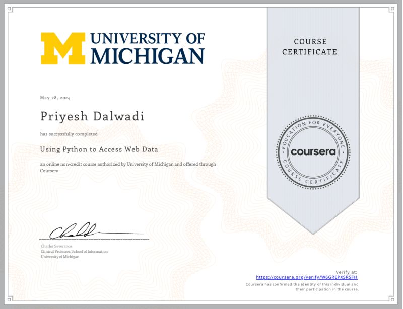 Completed Using Python to Access Web Data Course from Coursera ... Completed Using Python to Access Web Data Course from Coursera ...